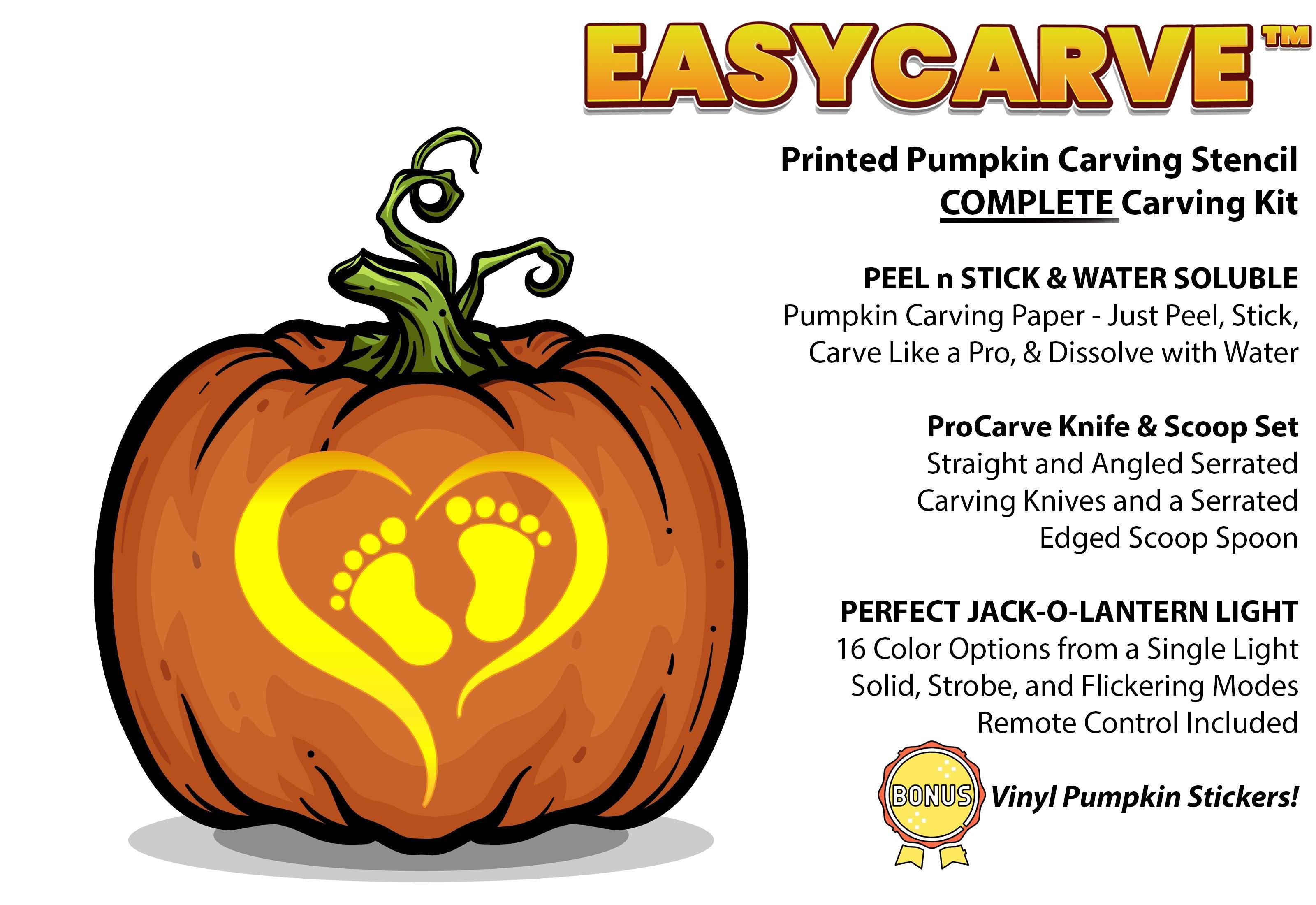 Baby Feet Hearts Pumpkin Carving Stencil - Pumpkin HQ