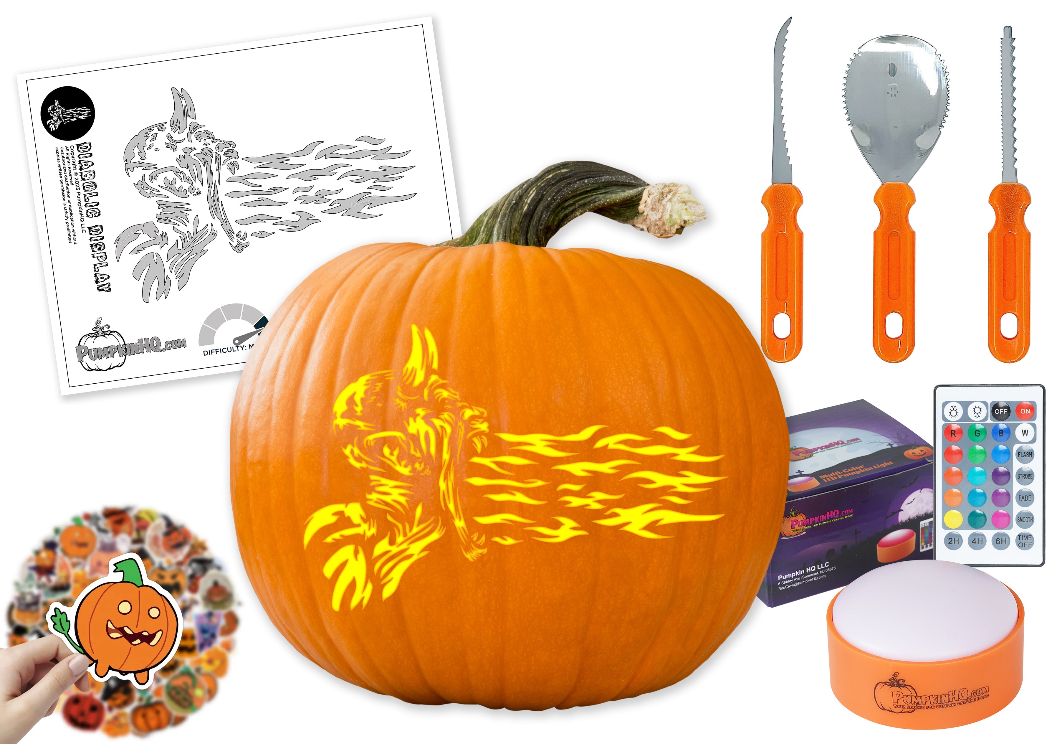 Fire Demon Pumpkin Carving Stencil - Pumpkin HQ