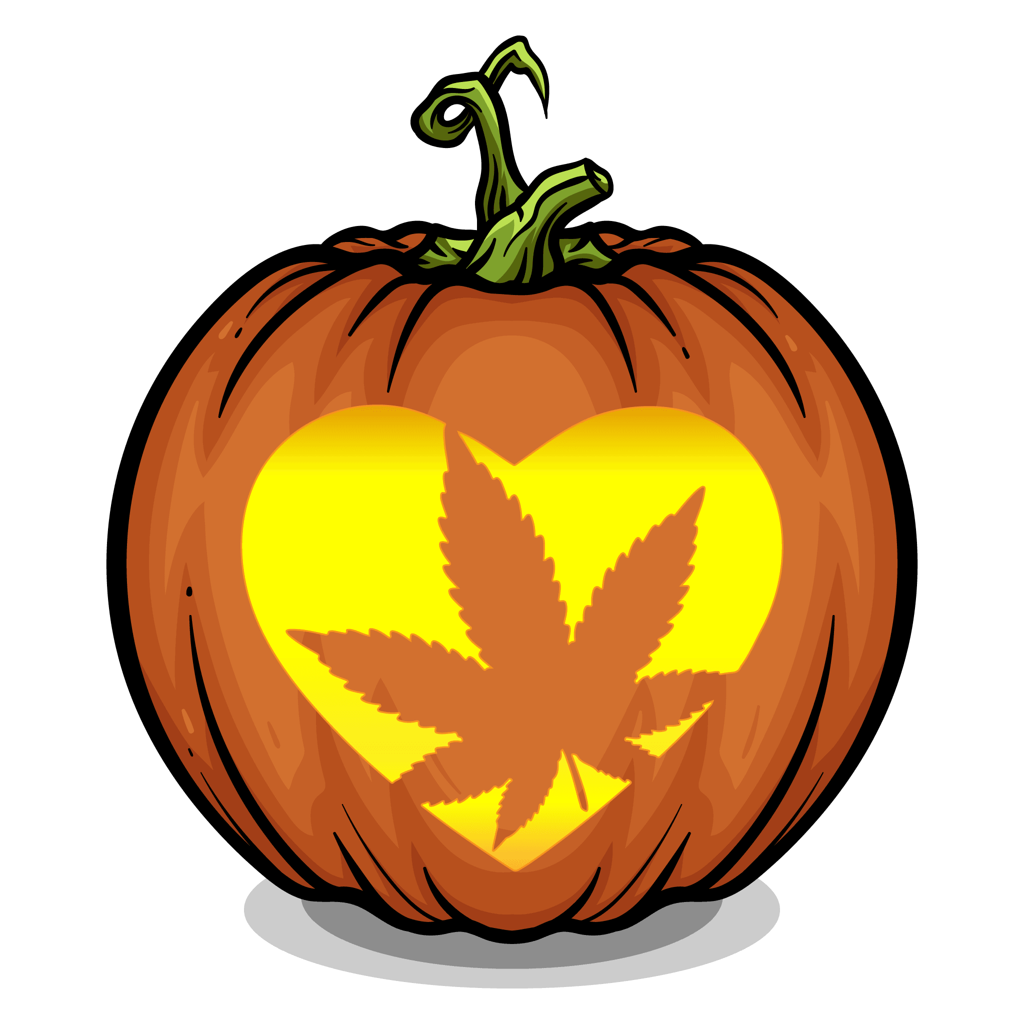 Marijuana Leaf Love Pumpkin Carving Stencil - Pumpkin HQ
