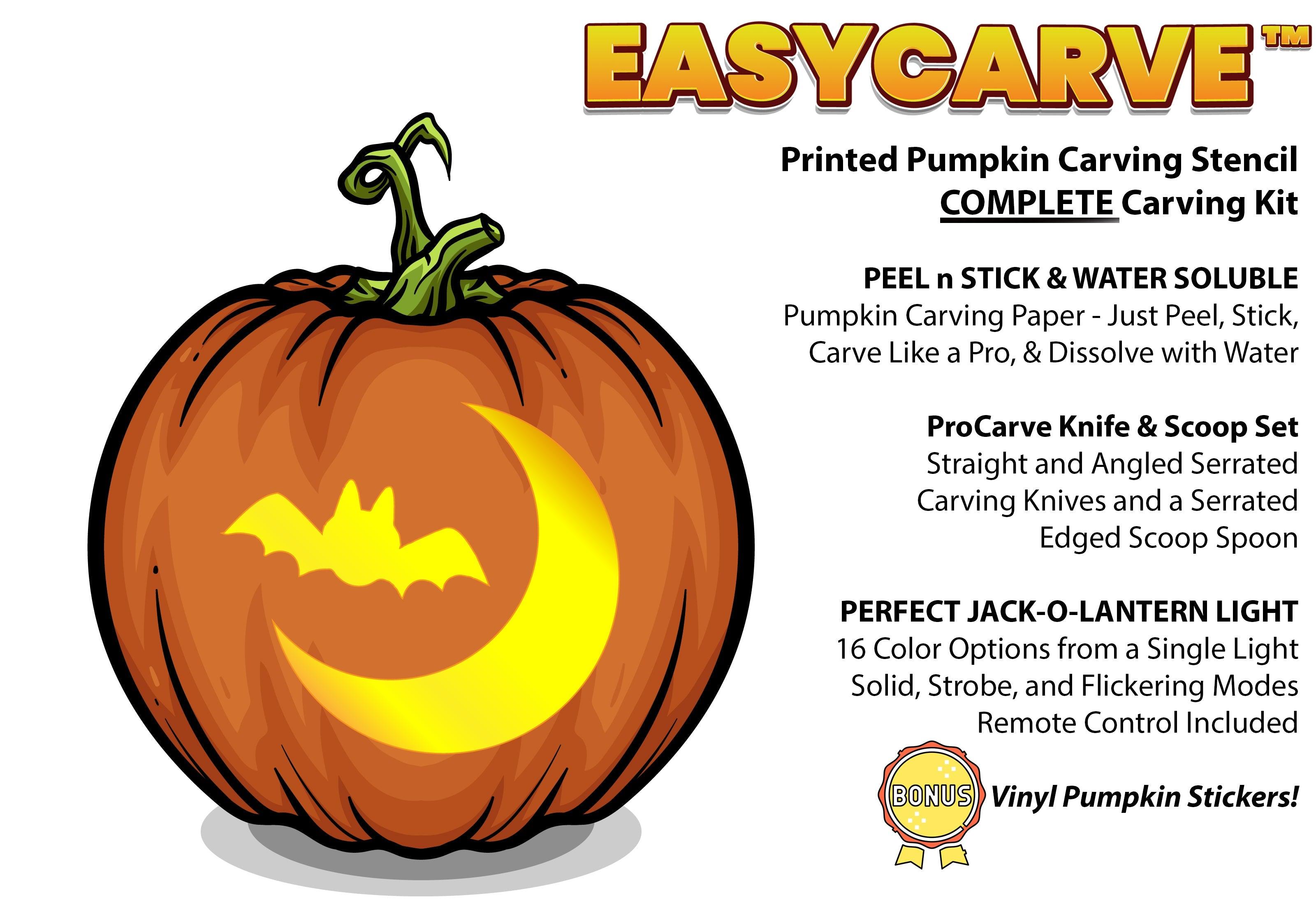 Bat And Moon Pumpkin Stencil