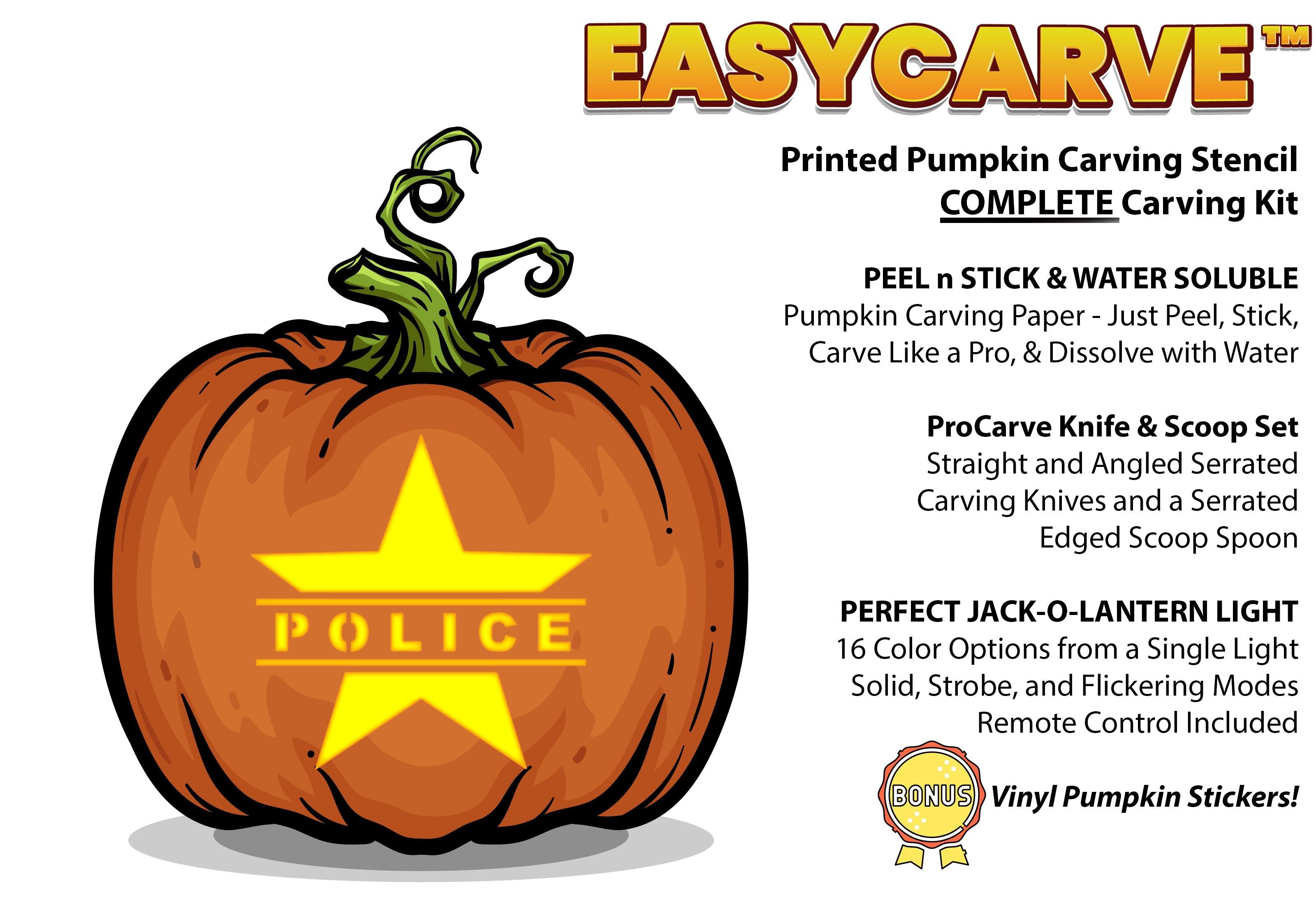 Police Star Pumpkin Carving Stencil - Pumpkin HQ