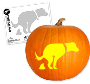 Pooping Dog Pumpkin Carving Stencil - Pumpkin HQ