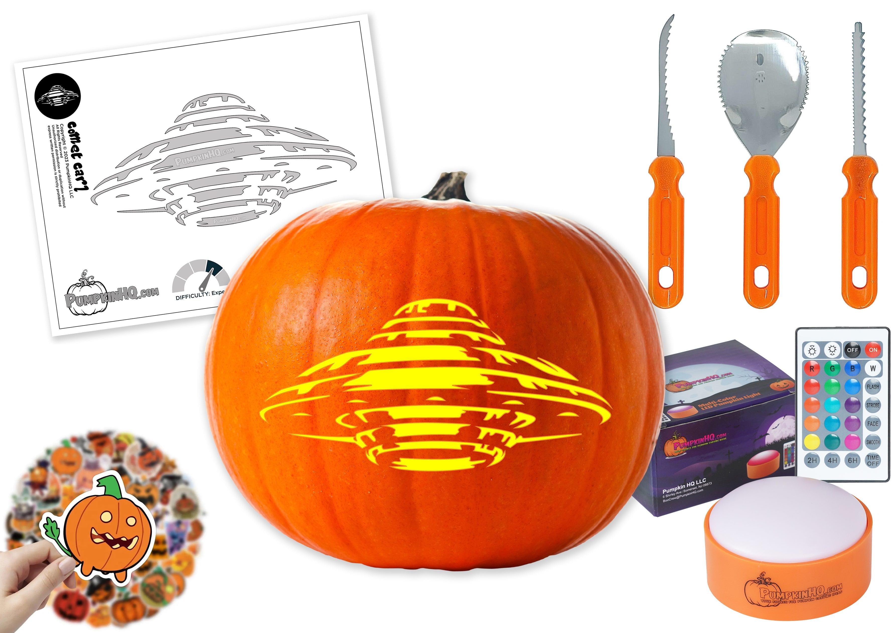 UFO Alien Spaceship Pumpkin Carving Stencil - Pumpkin HQ